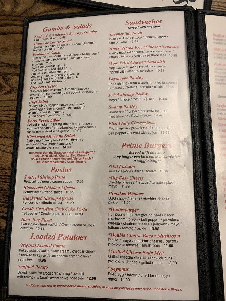 Menu at Chesterfield's pub & bar, Hattiesburg