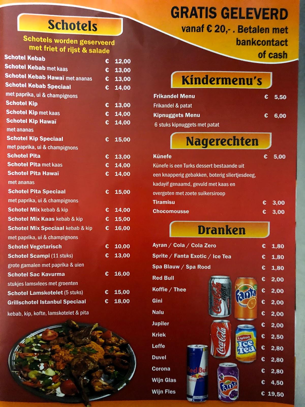 Menu at Eethuis istanbul hoogstraten, Hoogstraten