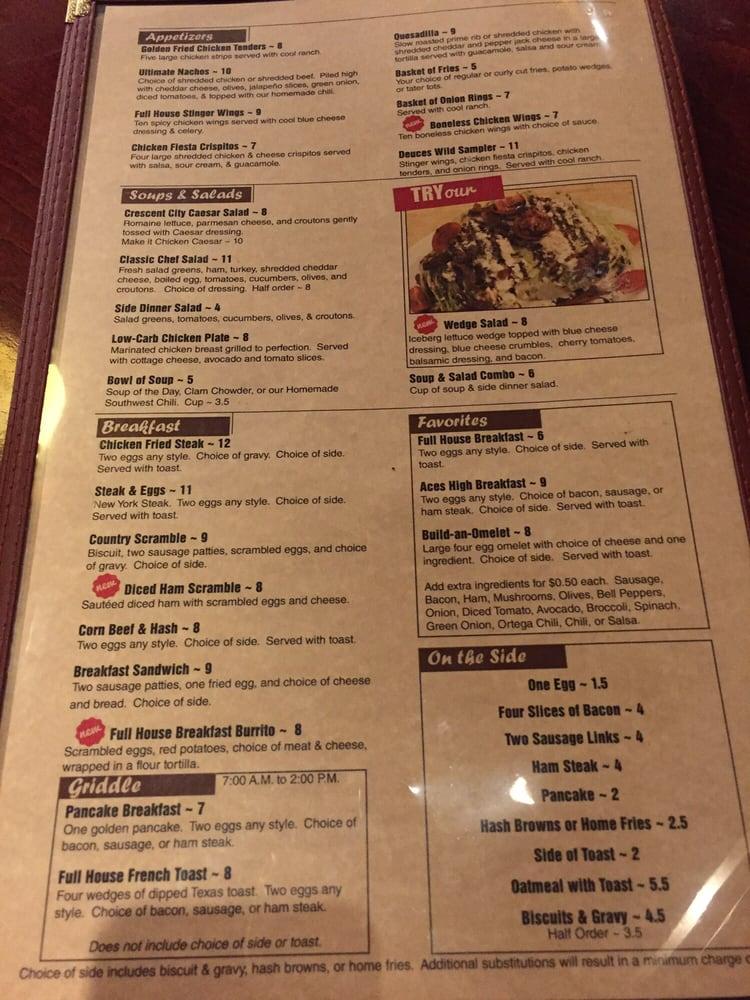 Menu at Warriors Bar & Grill – Elk Valley Casino, Crescent City