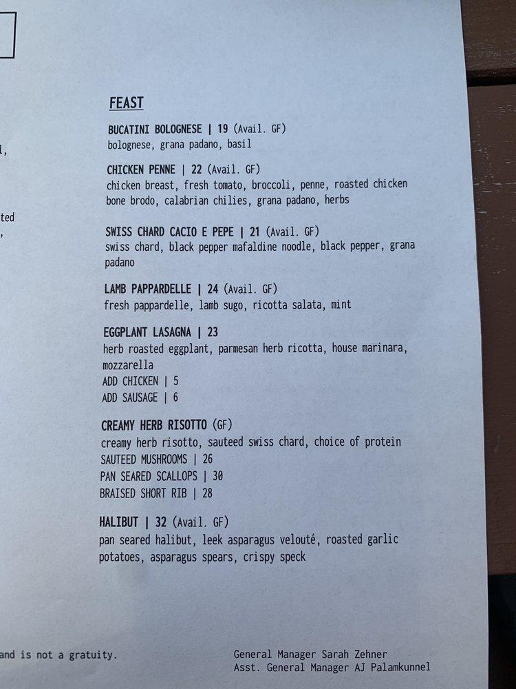 Menu at Fire & the Feast restaurant, Edmonds