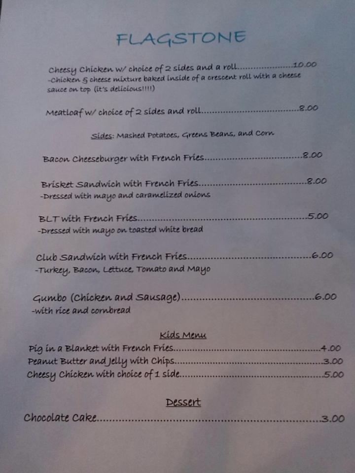 Carta de Flagstone Steakhouse, Shreveport