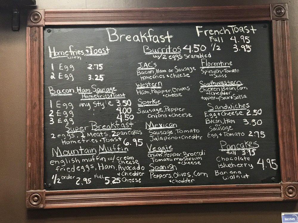 Menu at Jac's Cafe, Winthrop