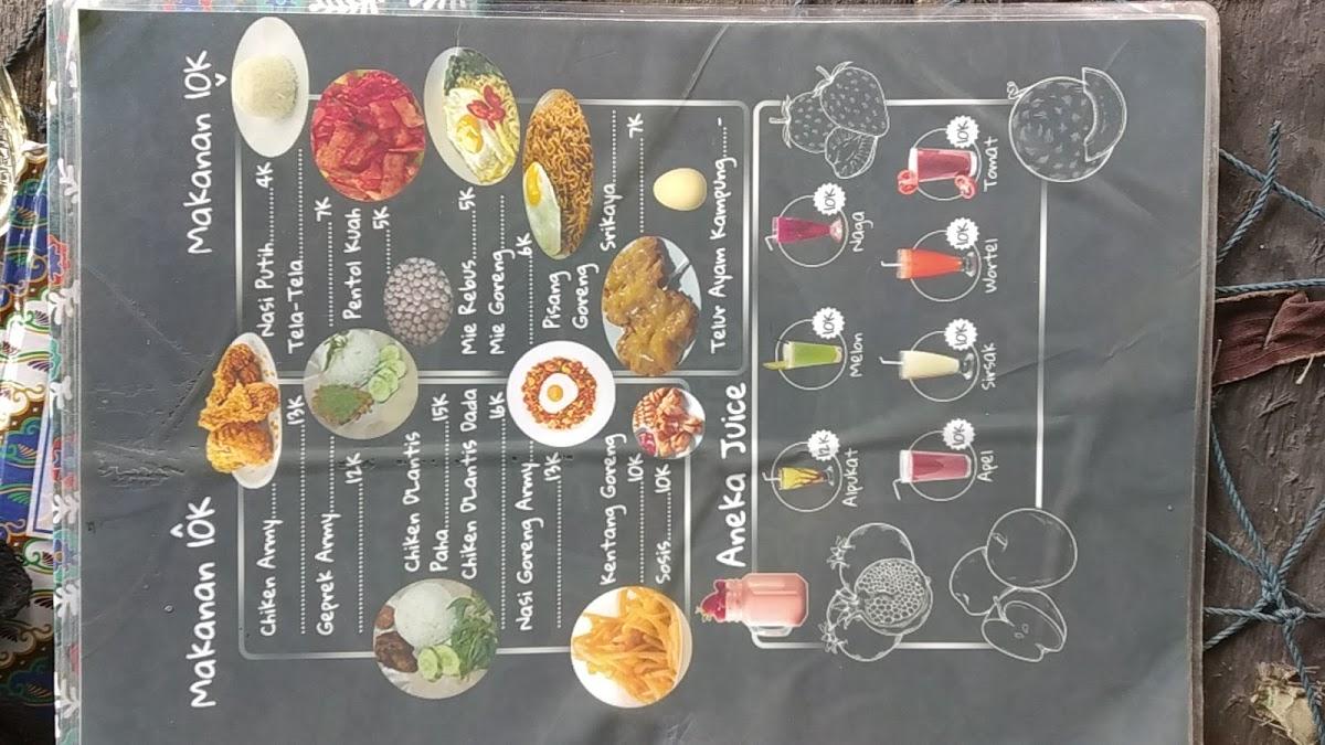 Menu at Military Cafe, Raya River