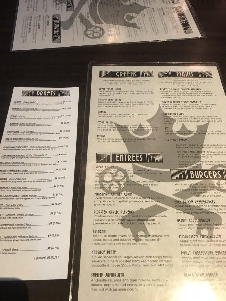 Menu at Mox Boarding House pub & bar, Bellevue, Bel Red Rd