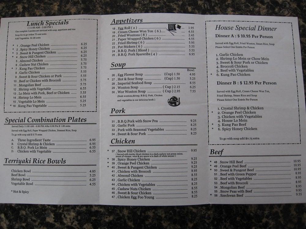 Menu at Chopsticks Chinese Cuisine restaurant, Poway, Pomerado Rd