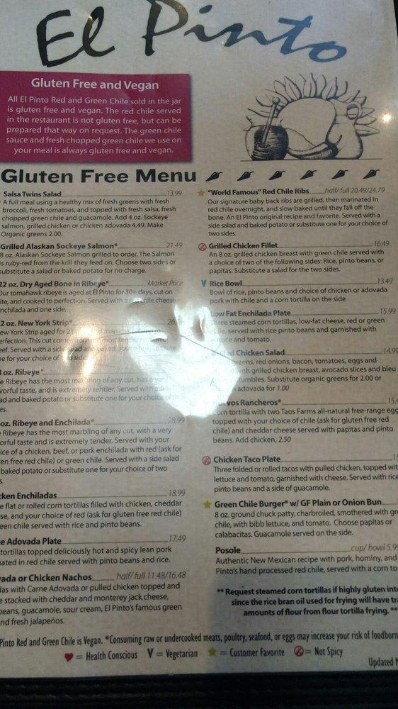 Menu at El Pinto Restaurant, Albuquerque, 4th St NW