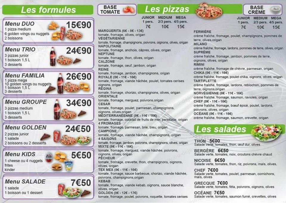 Menu at Pizza La Maison pizzeria, Montbéliard
