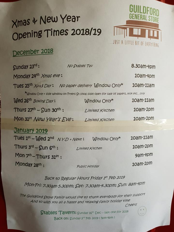 Menu at Guildford General Store cafe, Guildford