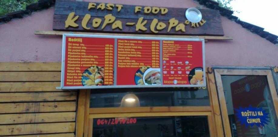 Menu at Klopa-Klopa restaurant, Belgrade