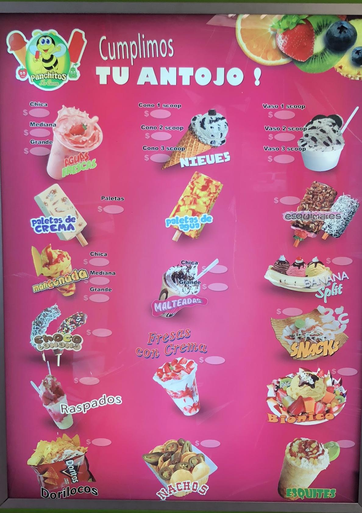 Menu at Panchitos Ice Cream desserts, Louisville, Preston Hwy Suite 100