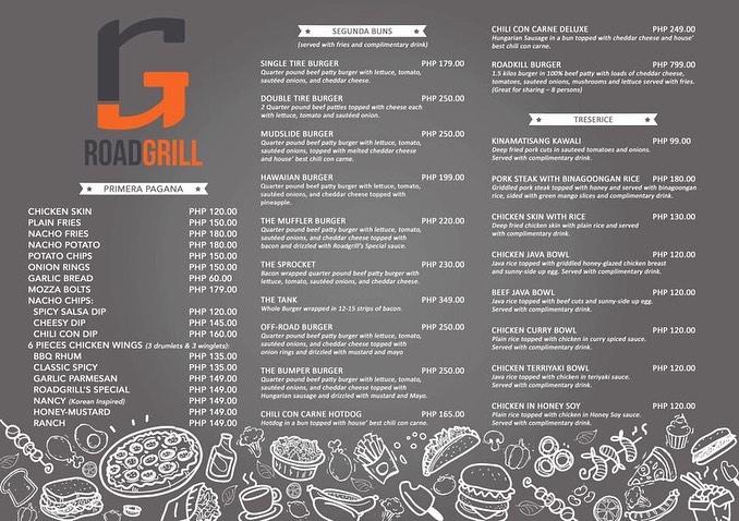 Menu at RoadGrill Restobar, Surigao City