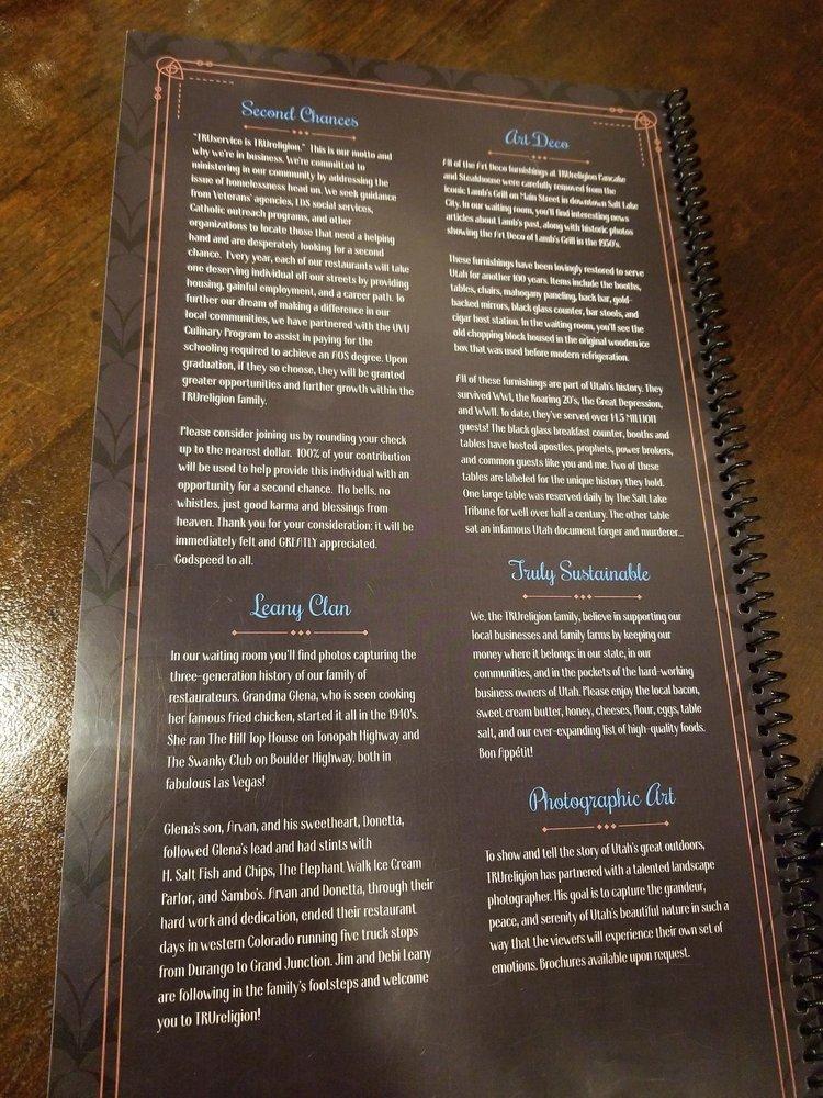 Menu at TRUreligion Pancake & Steakhouse, Orem