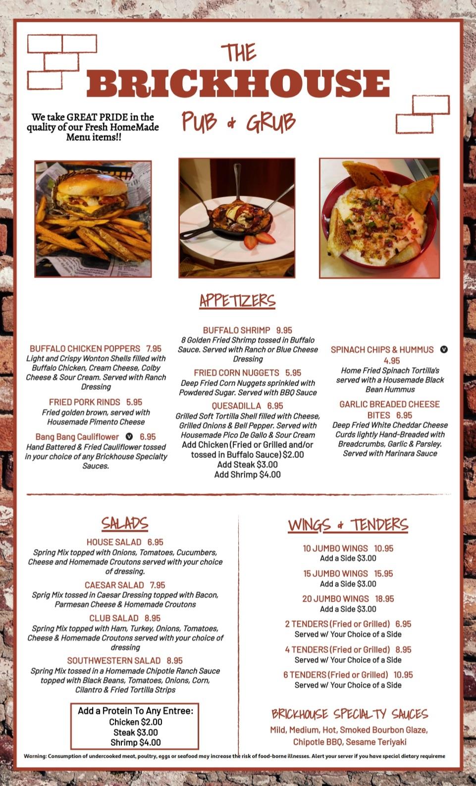 Menu at The Brickhouse Pub & Grub, Eatonton
