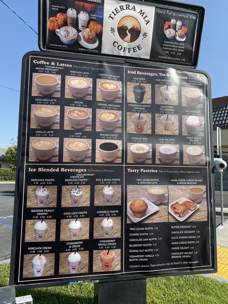 Menu at Tierra Mia Coffee Drive Thru cafe, Long Beach, 425 Pacific ...
