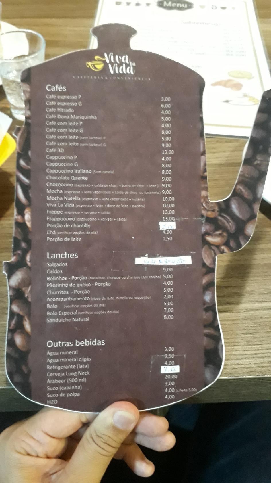 Menu at Viva La Vida Cafeteria & Conveniência, Arapiraca