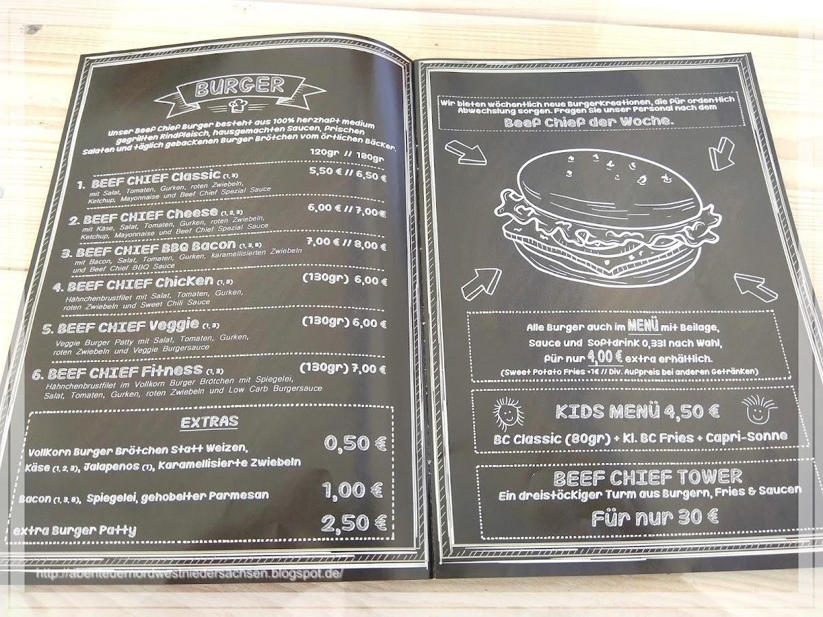 Speisekarte von Beef Chief restaurant, Quakenbrück