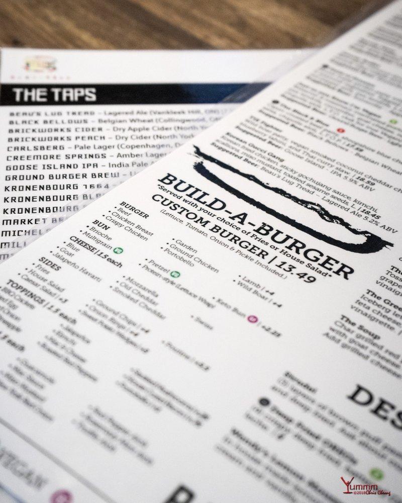 Menu at Ground Burger Bar, Newmarket