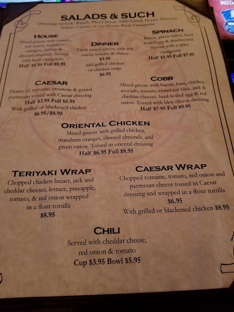 Menu at Shenanigan's pub & bar, Reno