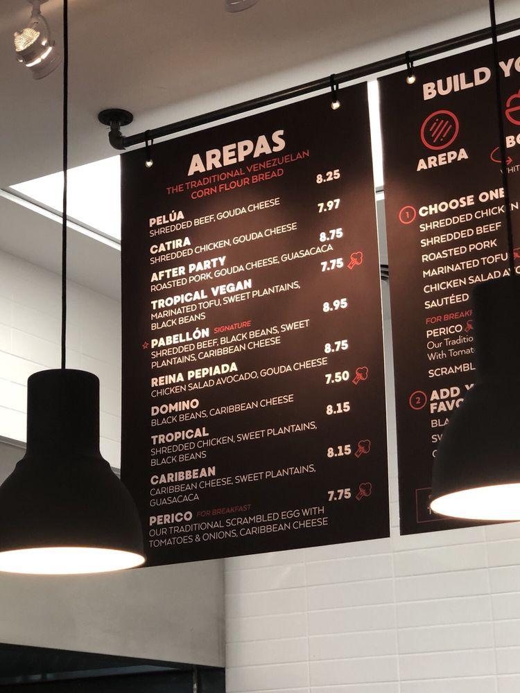 Carta de BienMeSabe Venezuelan Arepa Bar, Chicago, 29 E Adams St