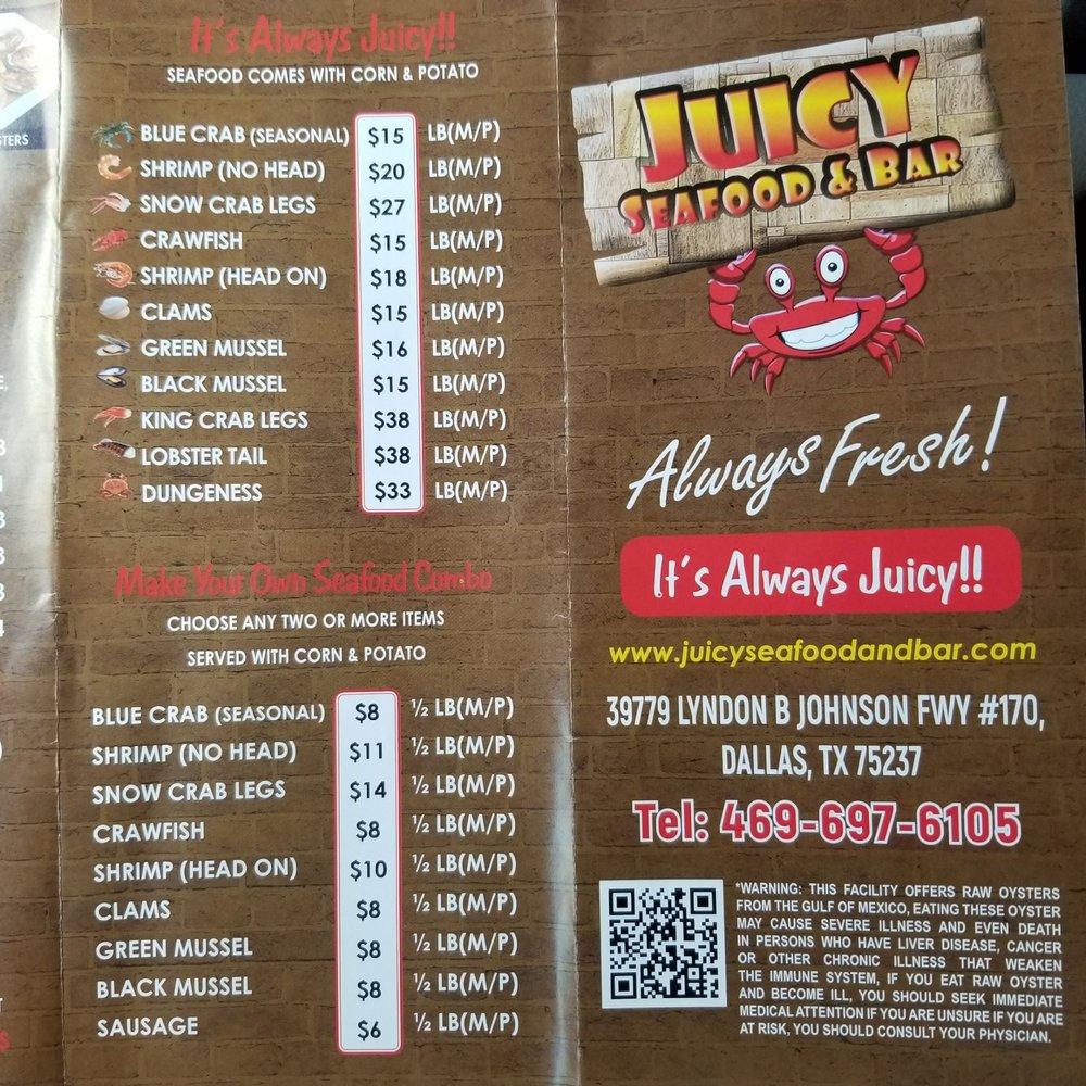 Menu at Juicy Seafood & Bar, Dallas