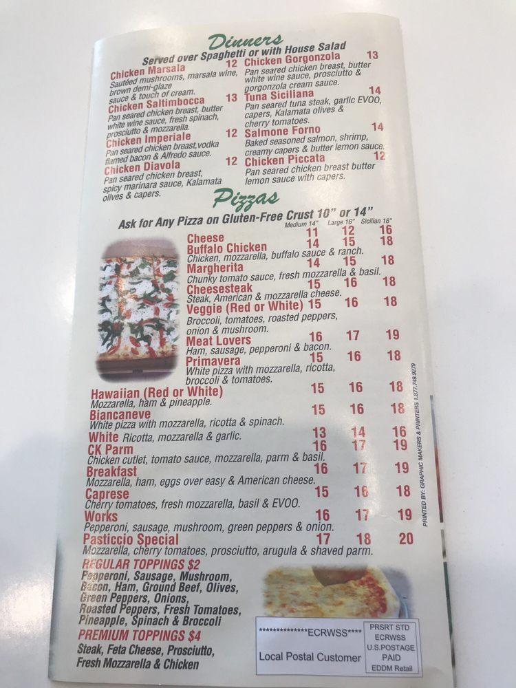 Menu at Pasticcio Fresh Italian kitchen pizzeria, Annapolis