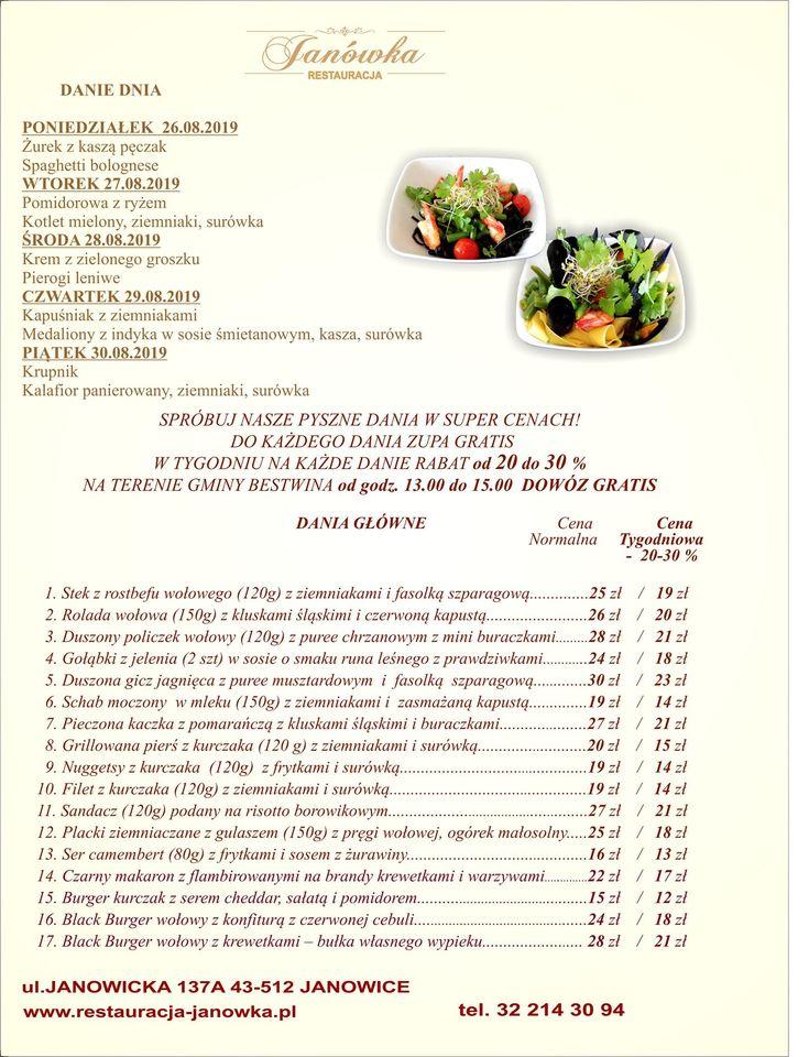 Menu at Dom Weselny Janówka restaurant, Janowice