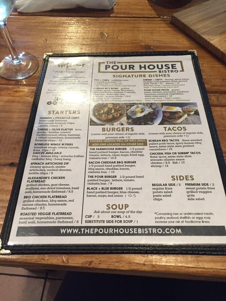 Menu at The Pour House Restaurant, Crossville
