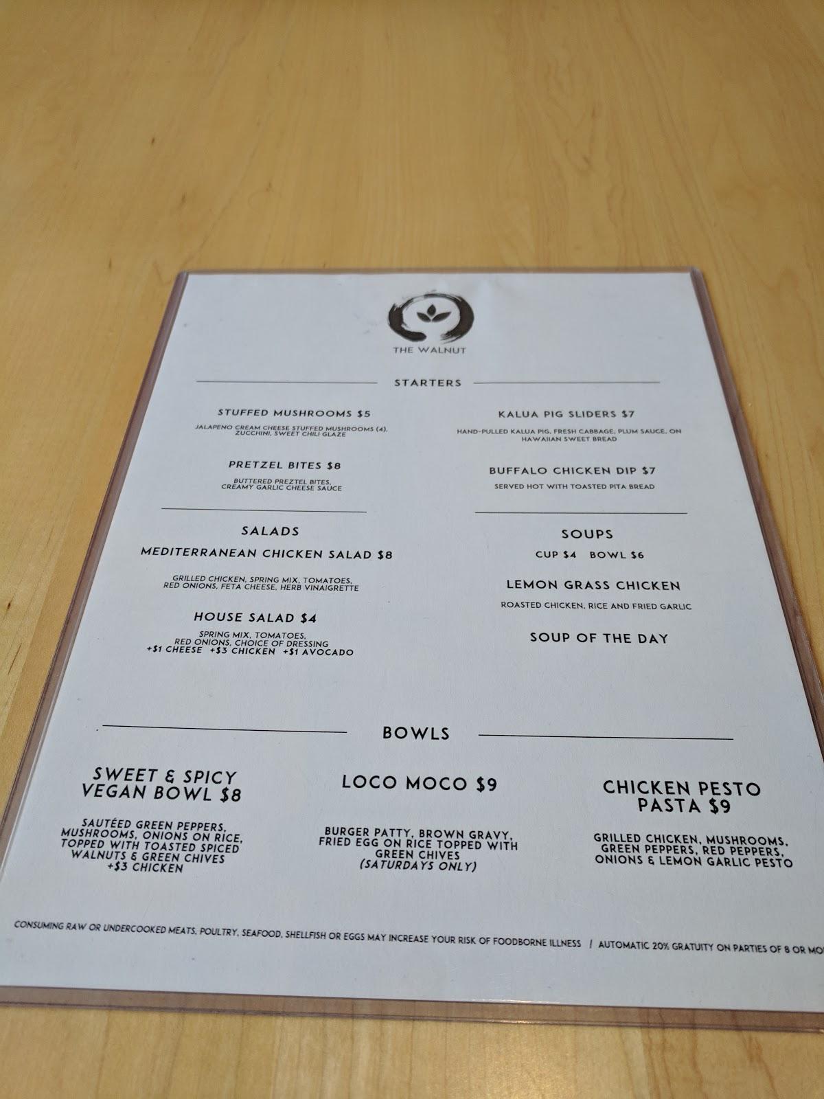 Menu at The Walnut pub & bar, Des Moines