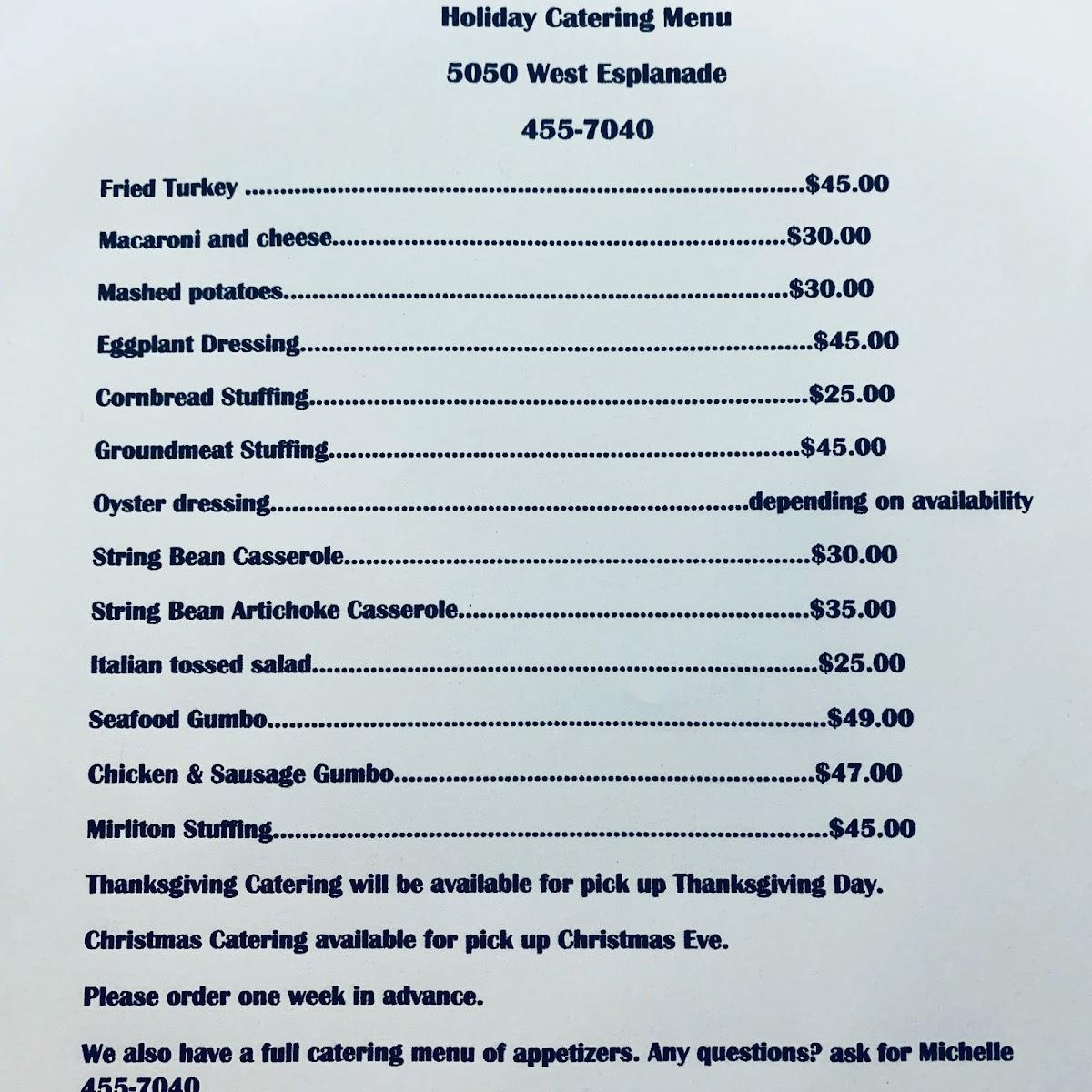 Menu at Empty Nest Cafe And Bar, Metairie