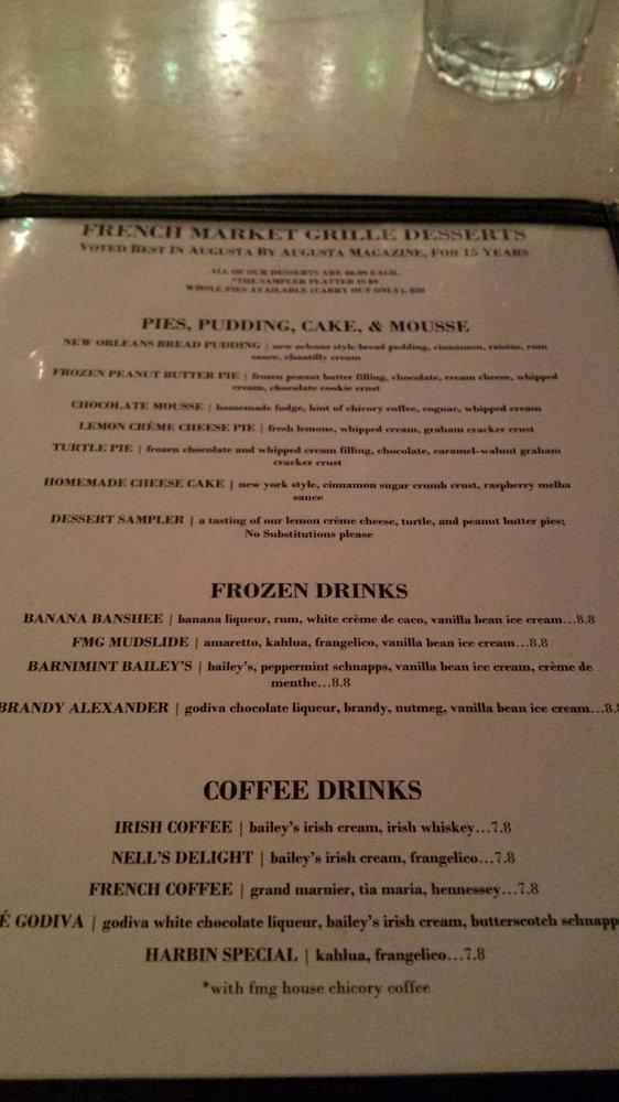 Menu at French Market Grille restaurant, Augusta