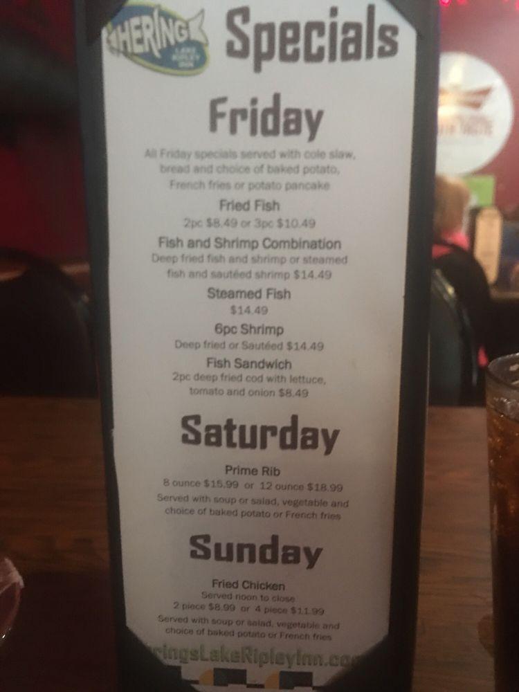Menu at Hering's Lake Ripley Inn pub & bar, Lake Ripley