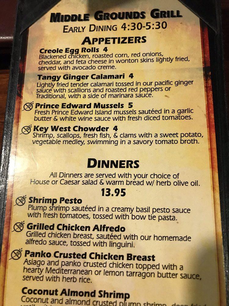Menu at Middle Grounds Grill pub & bar, Treasure Island