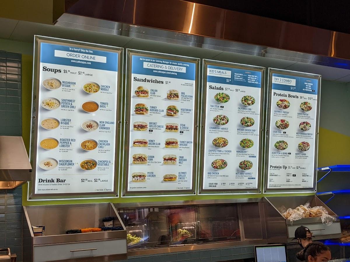 Menu at Café Zupas restaurant, West Valley City, S 5600 W