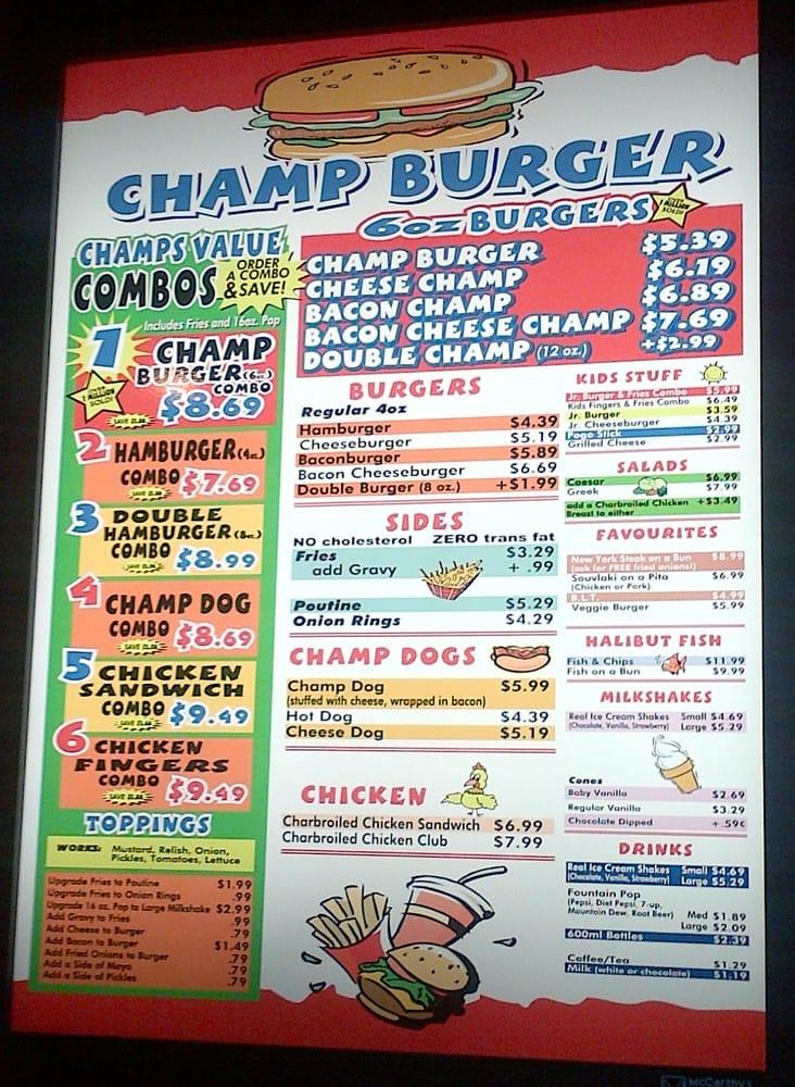 Menu at Champ Burger restaurant, Mono, ON-89