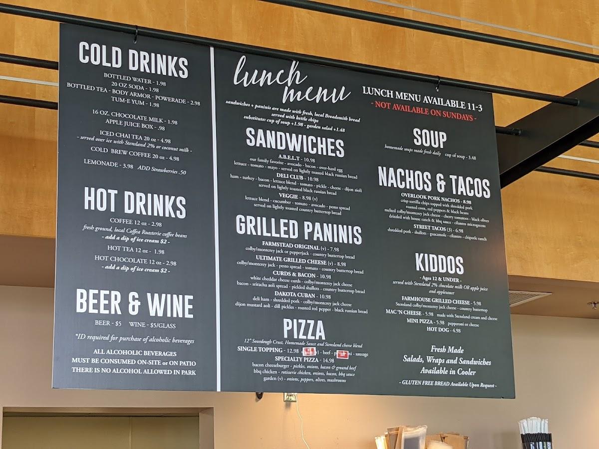 Menu at Falls Overlook Cafe, Sioux Falls