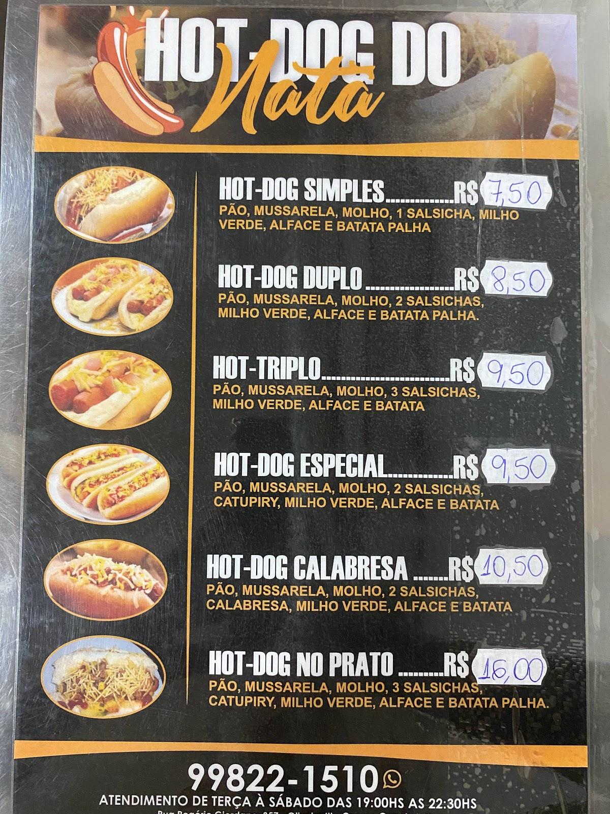 Menu at Natã Hot Dog restaurant, Campo Grande