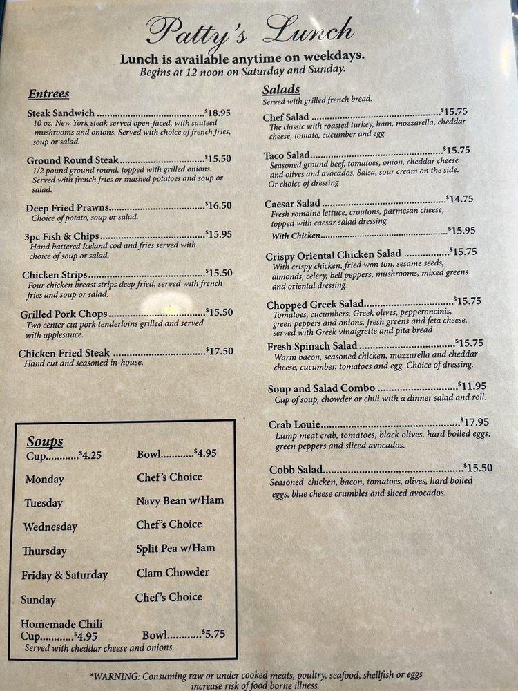 Carta del restaurante Patty’s Eggnest, Mountlake Terrace