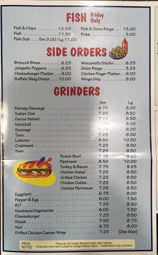 Menu at Steve's Pizza pizzeria, West Boylston, 341 MA-12