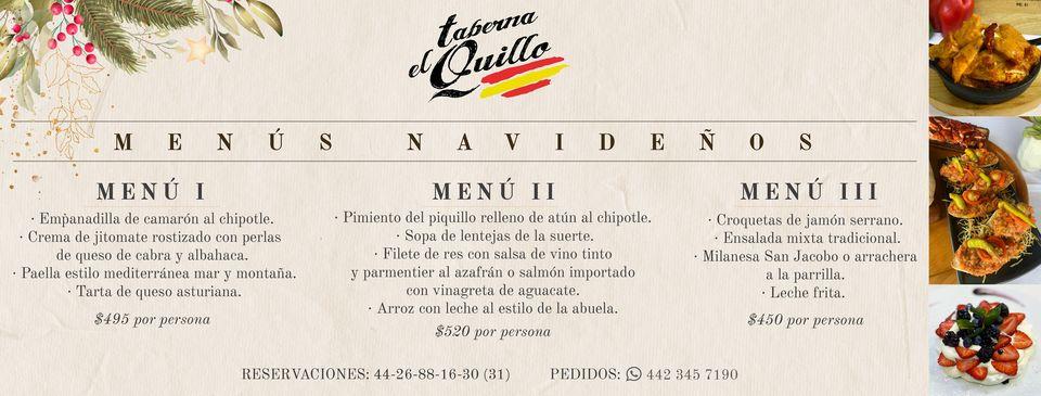 Carta del restaurante Taberna El Quillo, Santiago del Querétaro