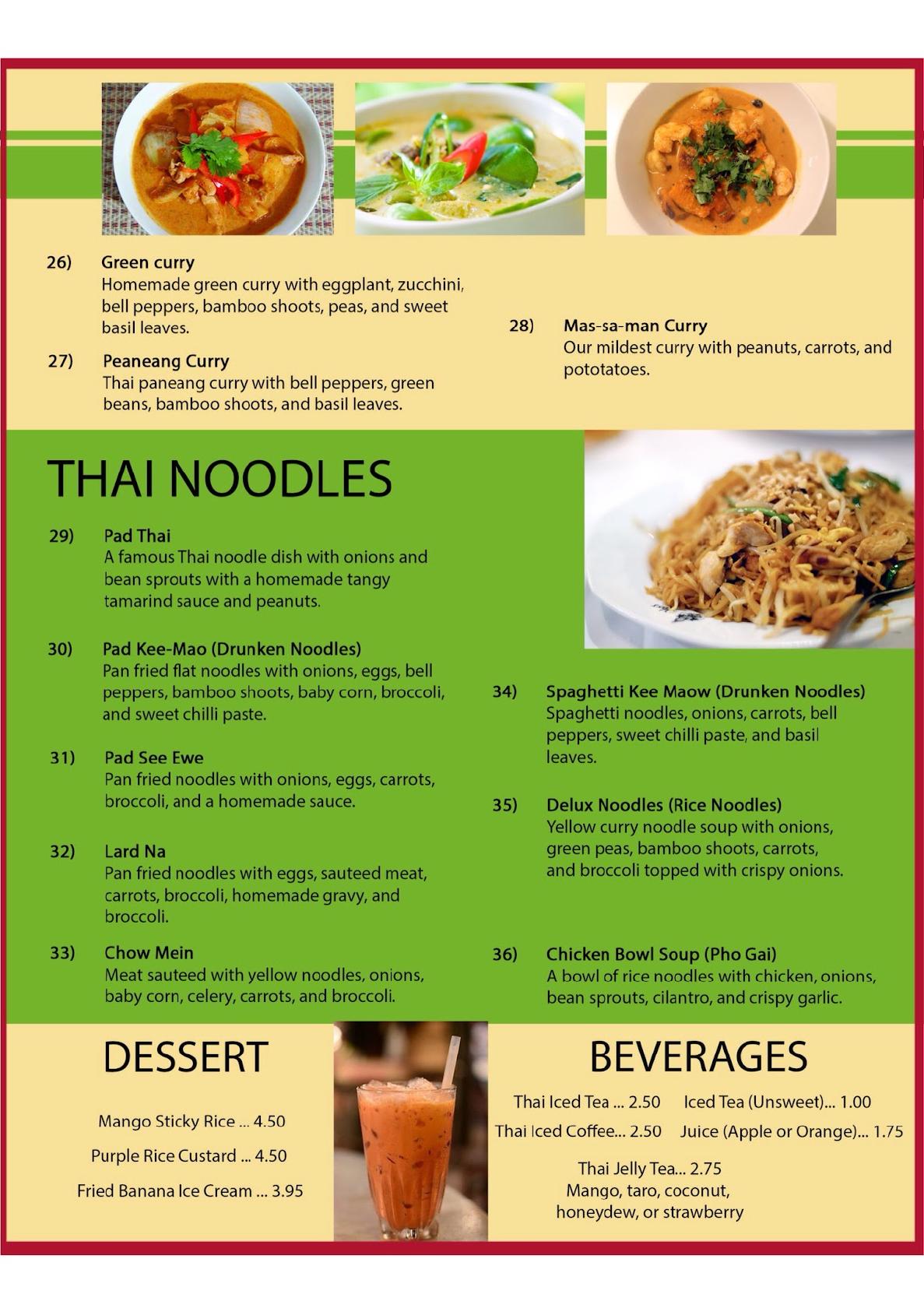 Menu at Thai Chicken Bowl restaurant, Fort Smith, Rogers Ave