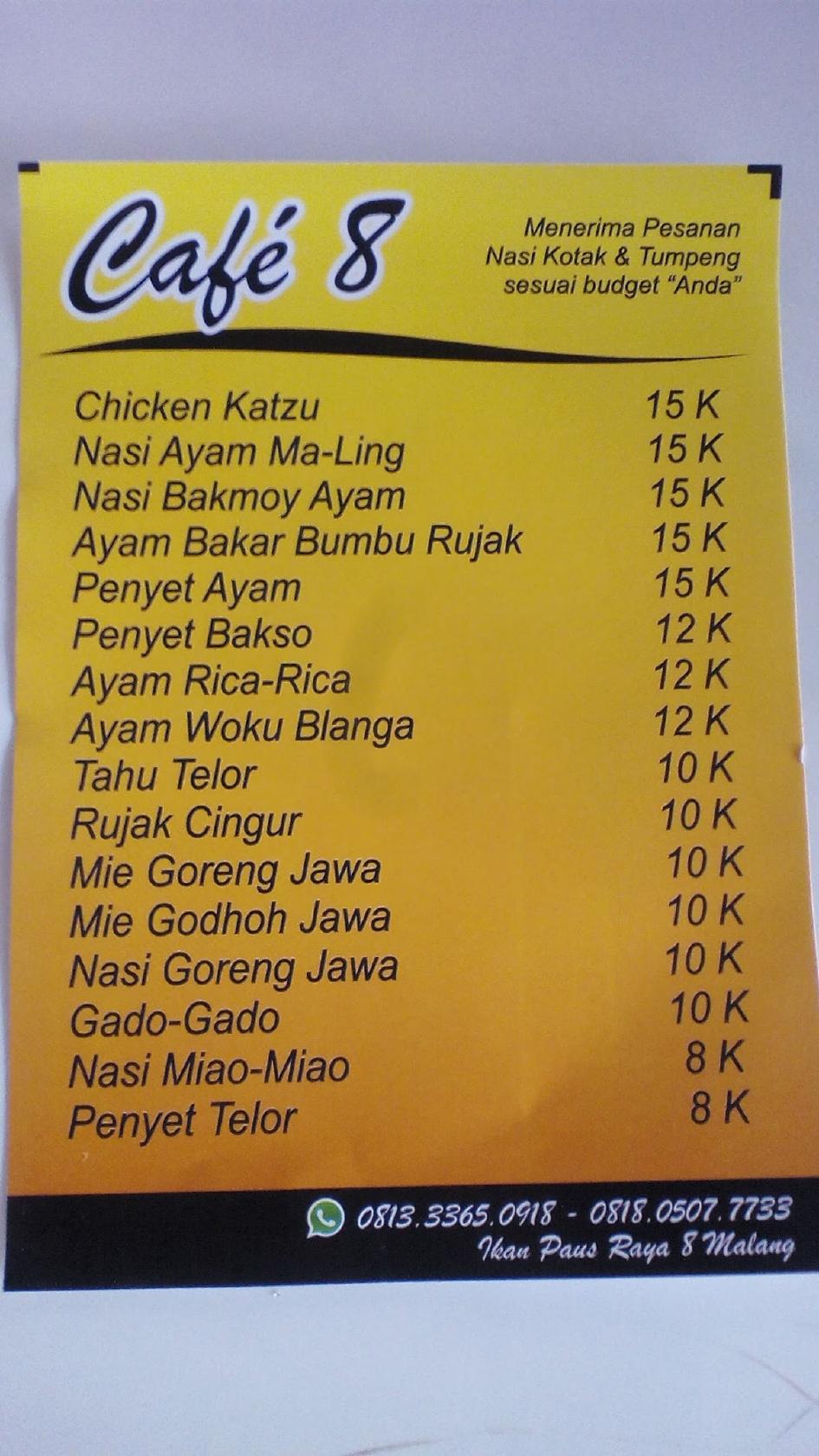 Menu at The Cross Basement cafe, Malang