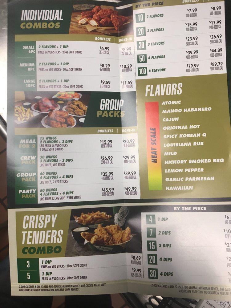 Menu at Wingstop restaurant, Marietta, 51 Cobb Pkwy SE
