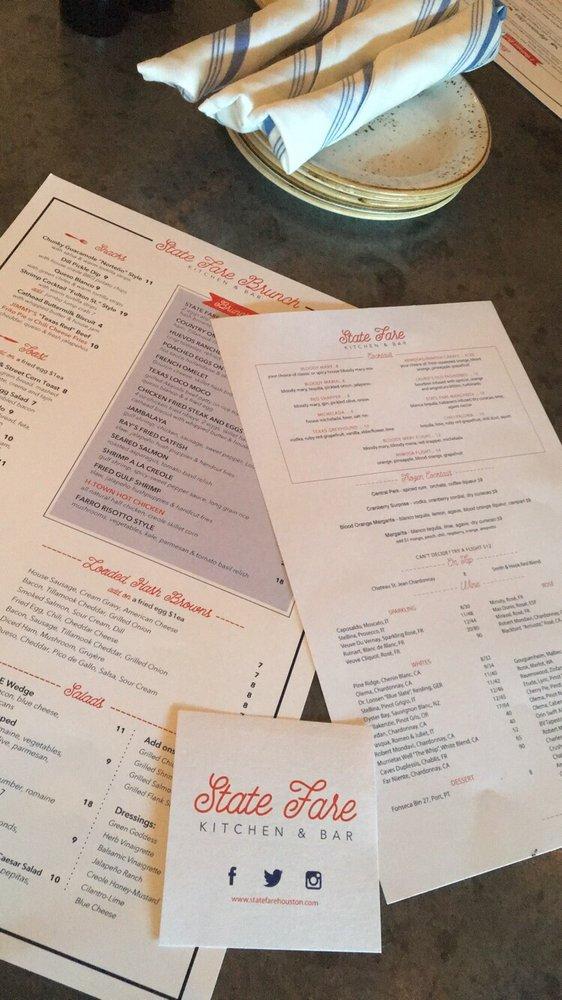 Carta de State Fare Kitchen & Bar, Houston