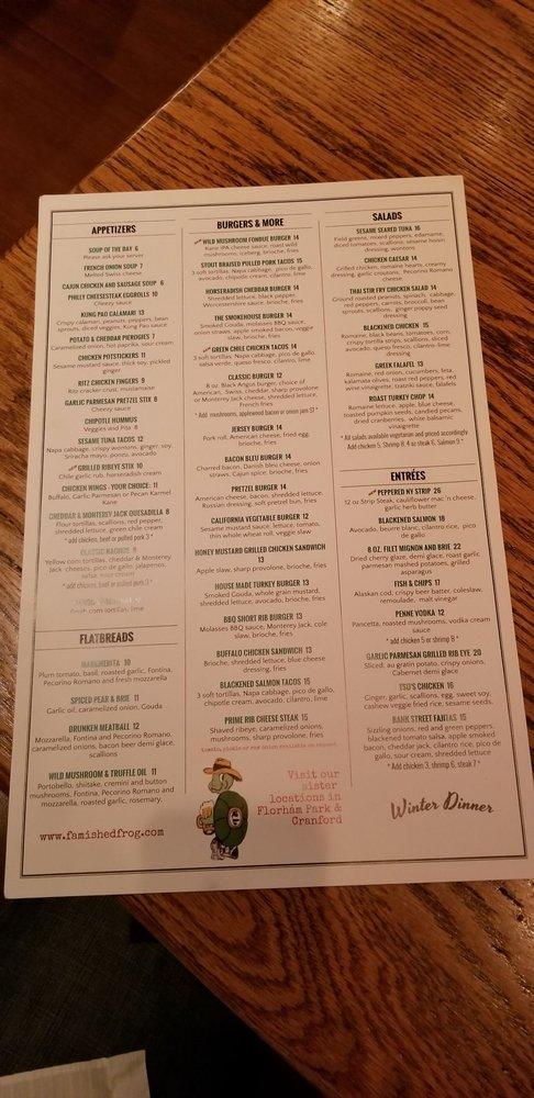 Menu at The Frog Restaurant and Sports Bar, Morristown