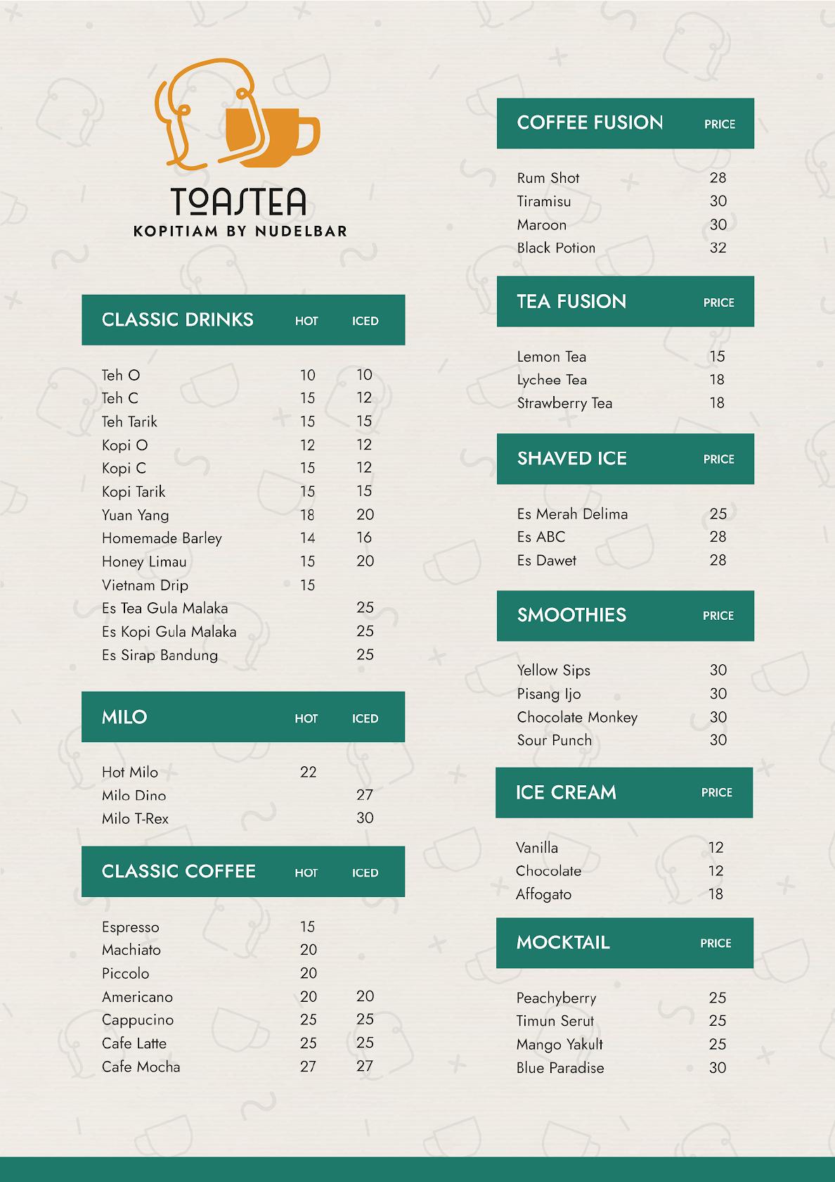 Menu at ToasTea, Semarang