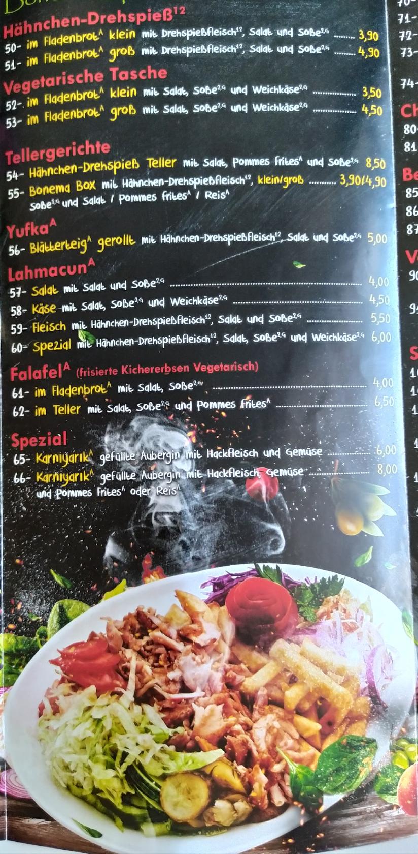 Speisekarte von Bonema - Pizza und Döner Grill, Zweibrücken