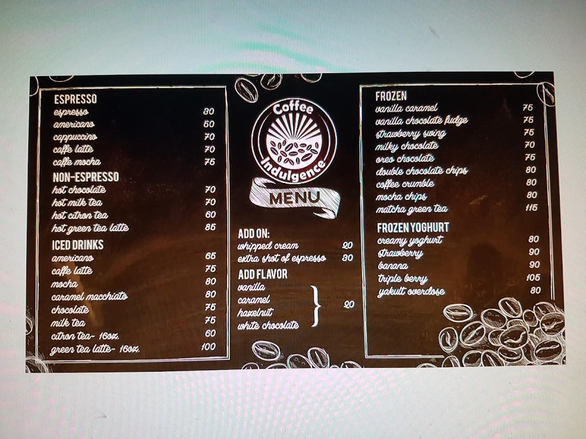 Menu at Coffee Indulgence cafe, Manila, Ground Floor 1051