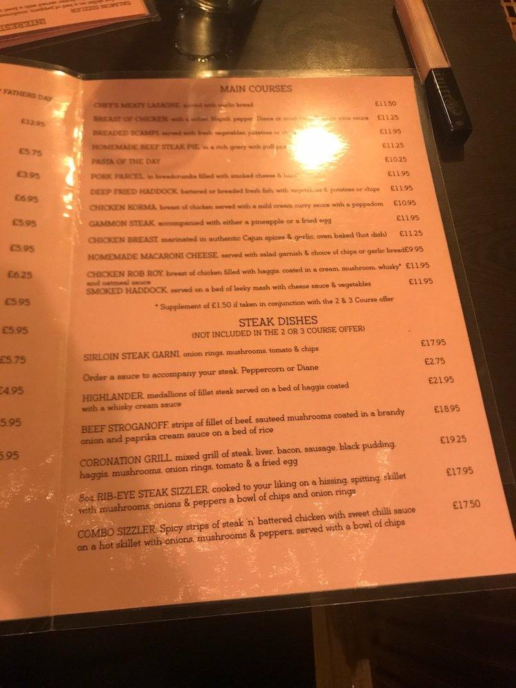 Menu at The Coronation Restaurant, Gorebridge