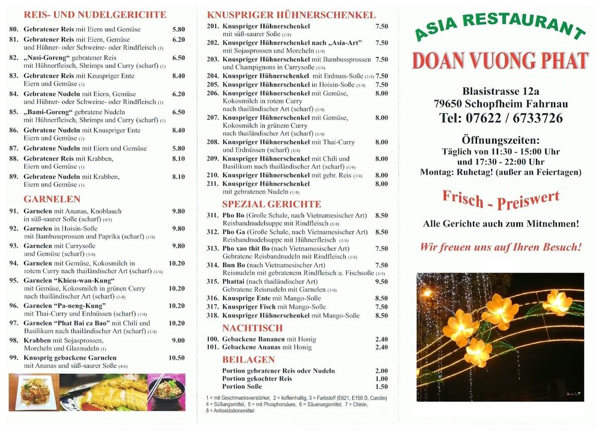 Speisekarte von Doan Vuong Phat restaurant, Schopfheim