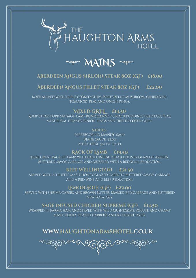 Menu at Haughton Arms Hotel pub & bar, Alford